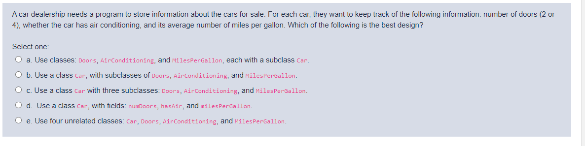 Solved A car dealership needs a program to store information | Chegg.com