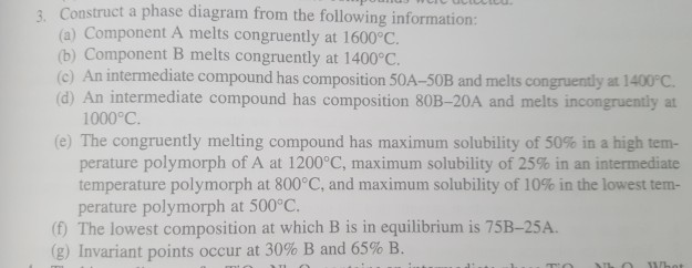 3. Construct a phase diagram from the following | Chegg.com