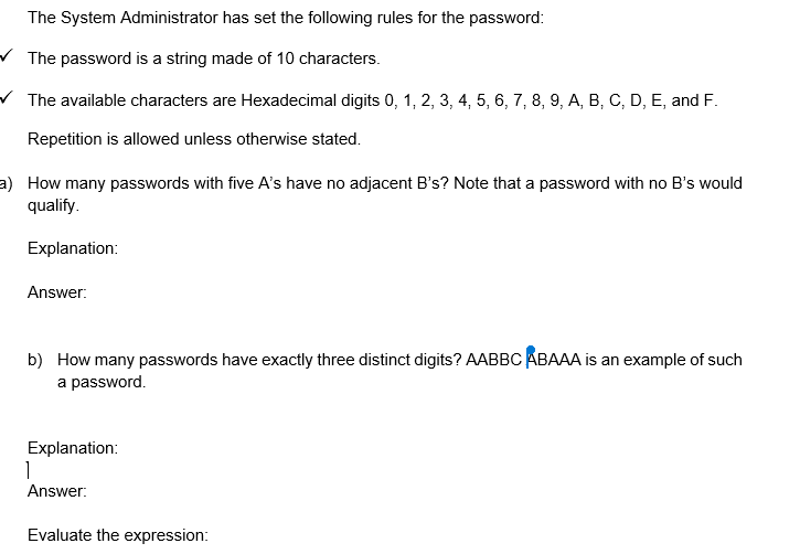 Solved The System Administrator has set the following rules | Chegg.com