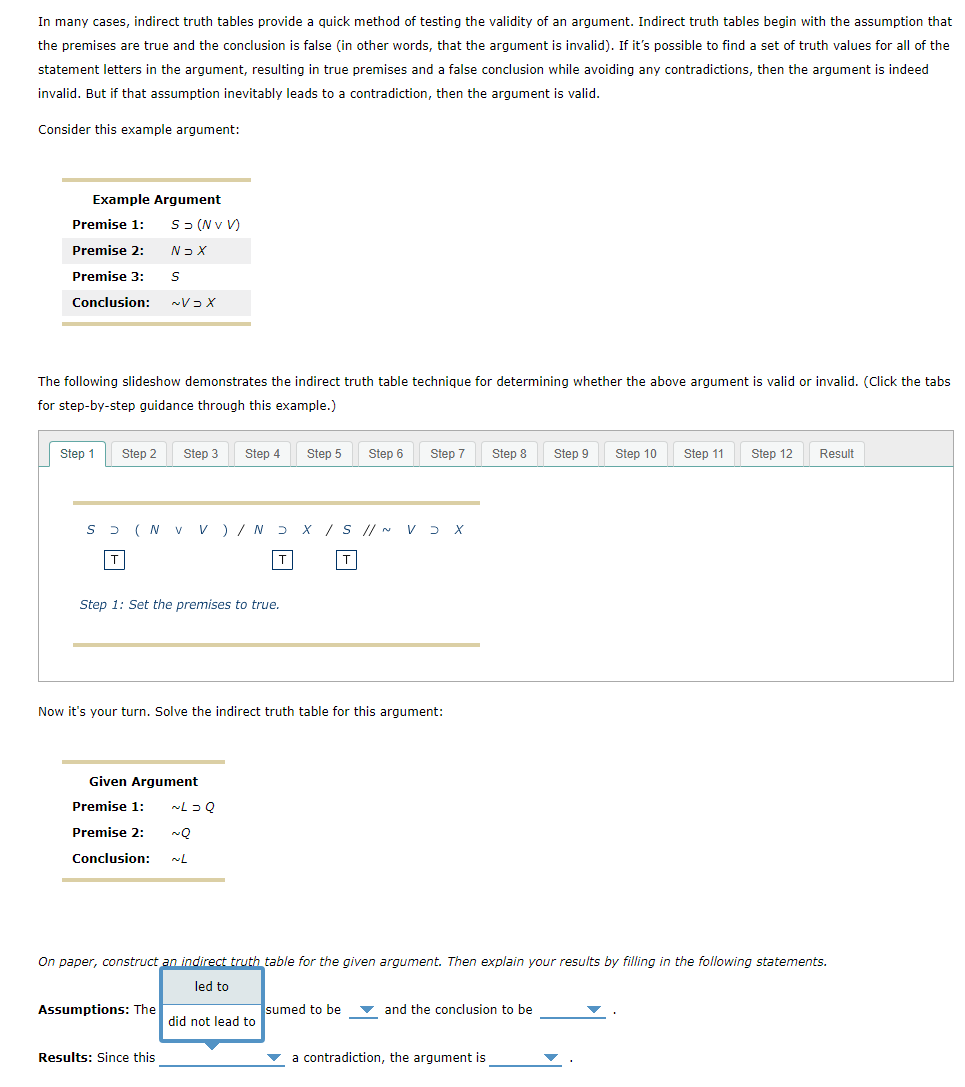In many cases, indirect truth tables provide a quick | Chegg.com