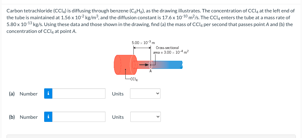Solved Carbon tetrachloride (CCl4) is diffusing through | Chegg.com