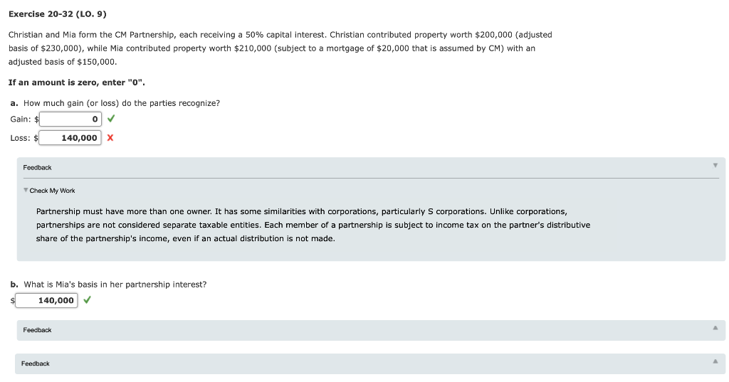 Solved Exercise 20-32 (LO. 9) Christian and Mia form the CM | Chegg.com
