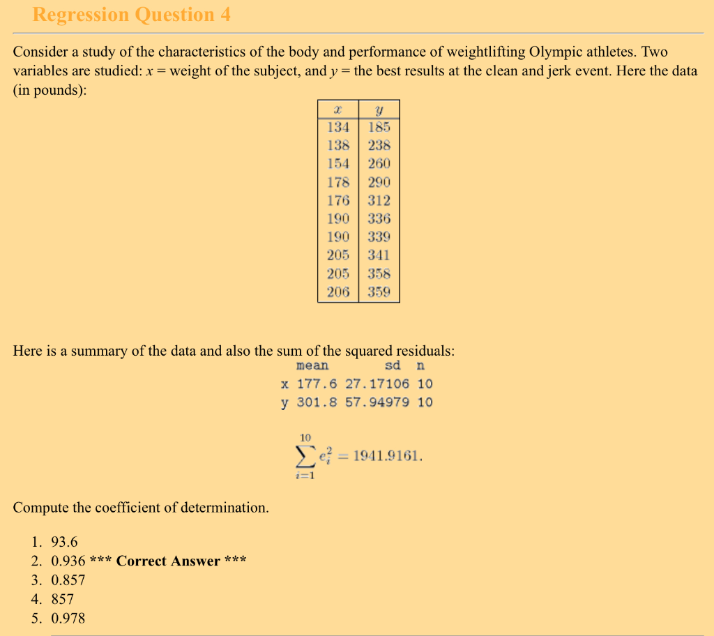 Solved Regression Question 4 2 Consider a study of the | Chegg.com