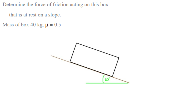Solved Determine the force of friction acting on this box | Chegg.com