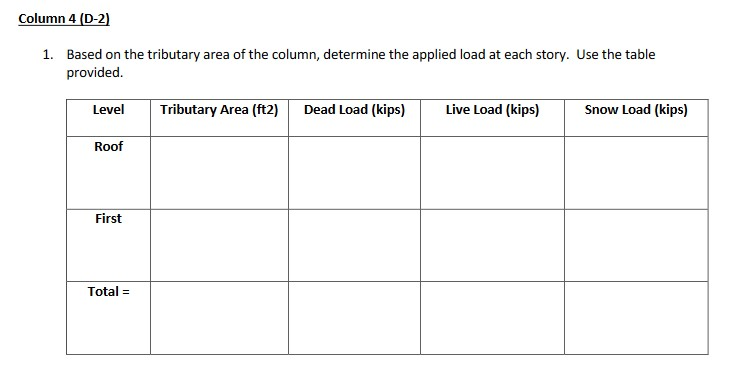 Solved Using the framing plan below, design the columns | Chegg.com