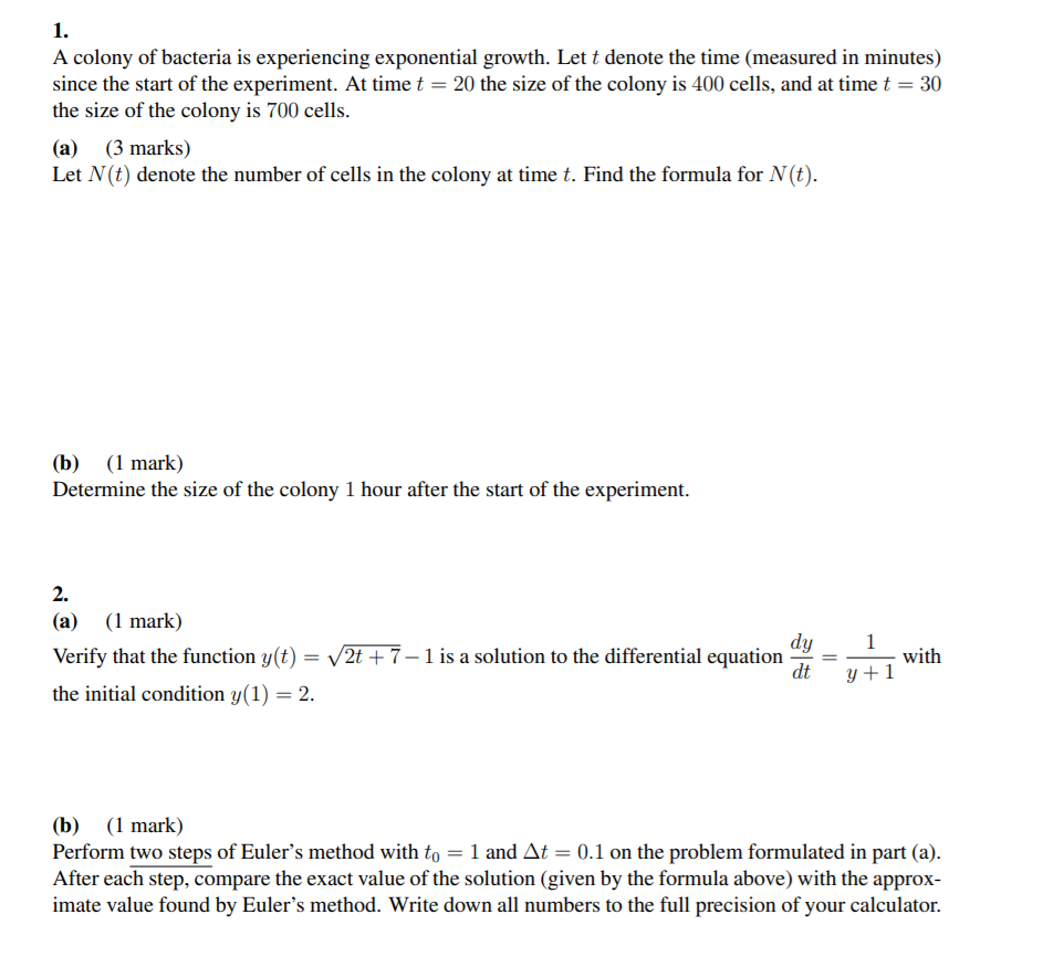Solved A colony of bacteria is experiencing exponential | Chegg.com