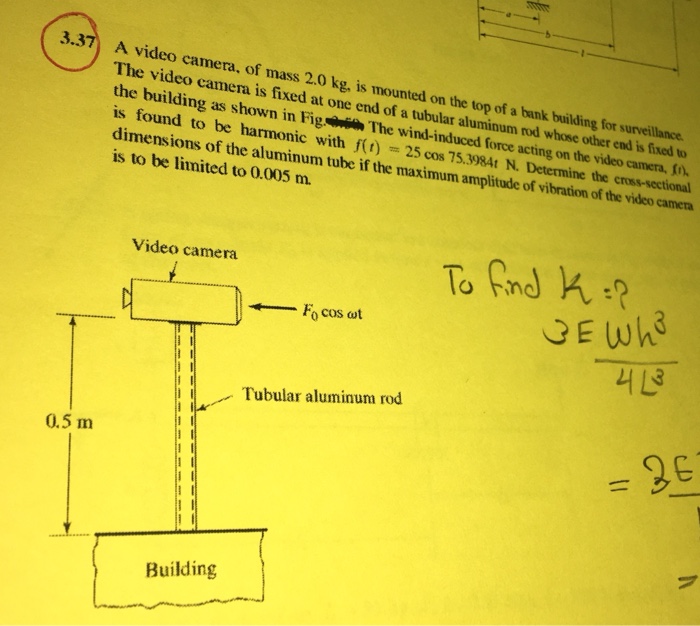 Solved 3.37 A video camera, of mass 2.0 kg, is mounted on | Chegg.com