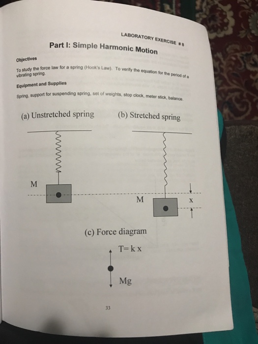 Lab #8: Simple Harmonic Name Motion and the Simple | Chegg.com
