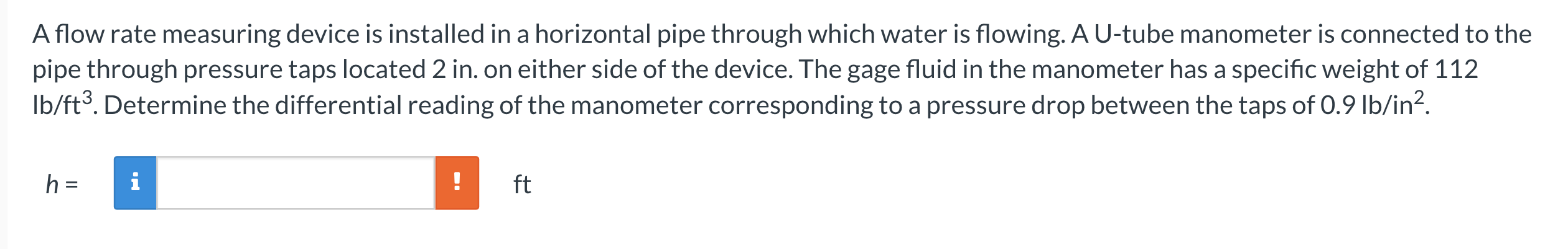 Solved A flow rate measuring device is installed in a | Chegg.com