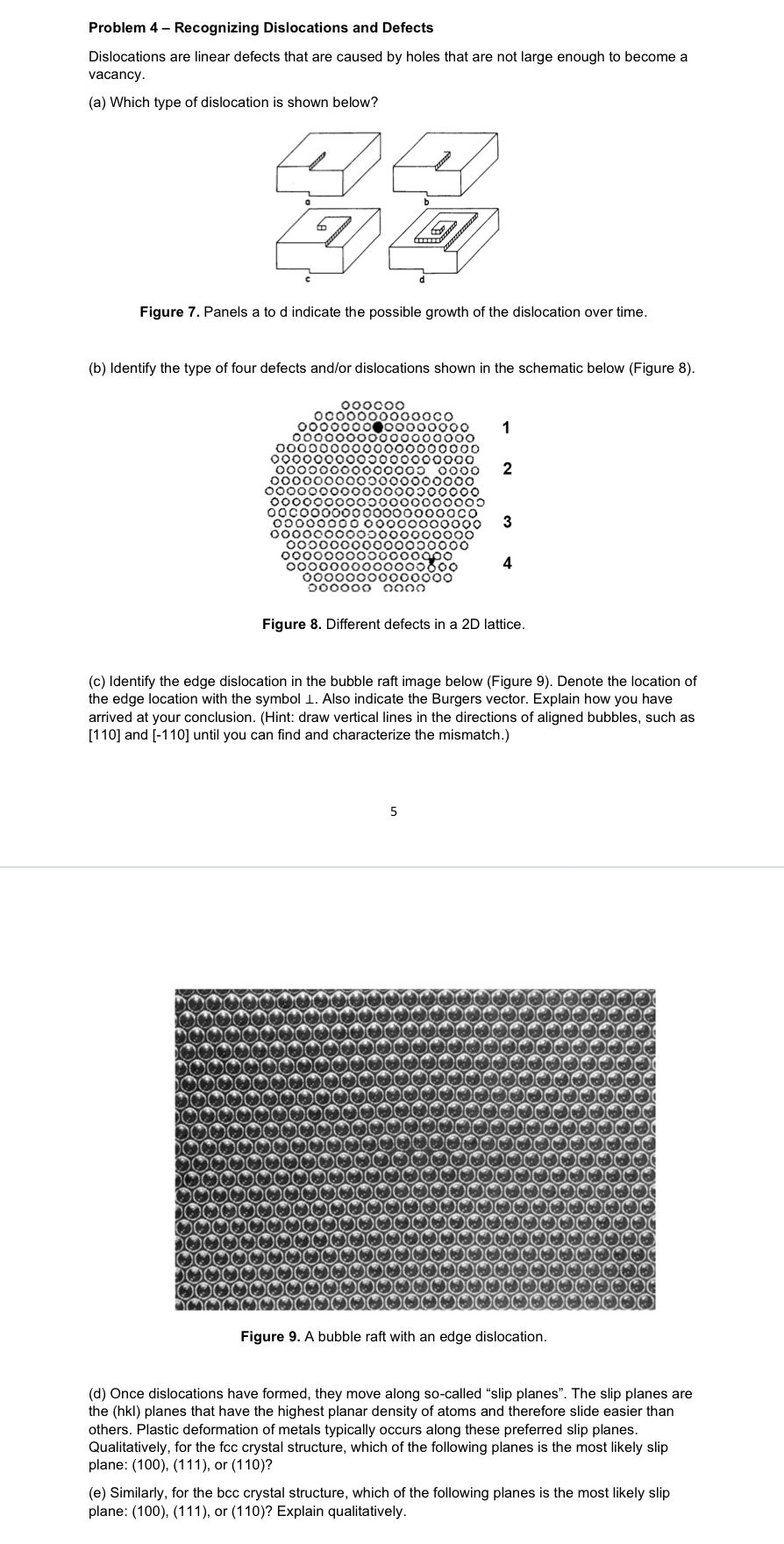 Solved Problem 4 - Recognizing Dislocations and Defects | Chegg.com