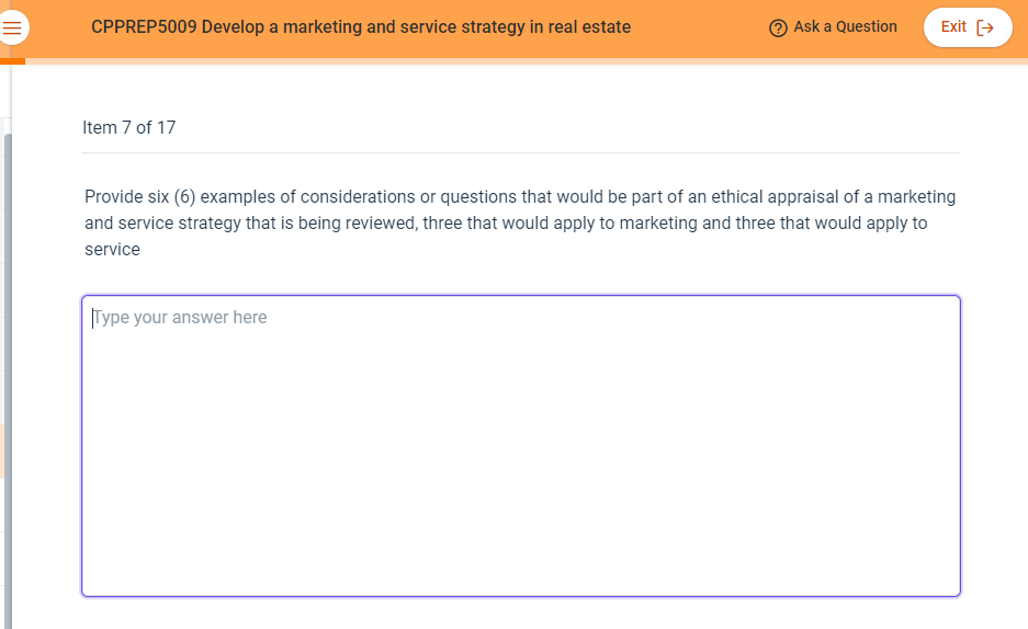 Solved Provide six (6) ﻿examples of considerations or | Chegg.com