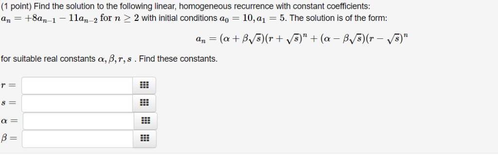Solved (1 point) Find the solution to the following linear, | Chegg.com