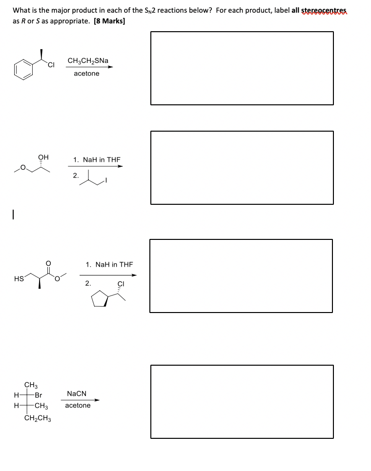 Solved What is the major product in each of the S 2 | Chegg.com