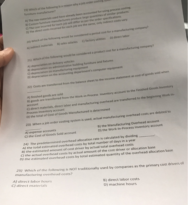 19) Which of the following is a reason why a job | Chegg.com