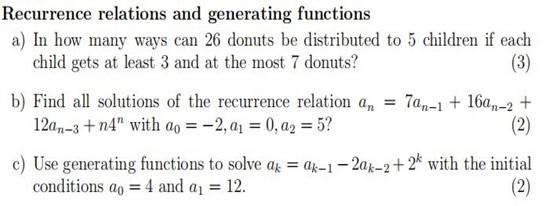 Solved Recurrence Relations And Generating Functions A In