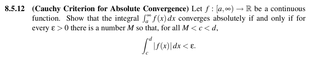 Solved 8.5.12 (Cauchy Criterion for Absolute Convergence) | Chegg.com