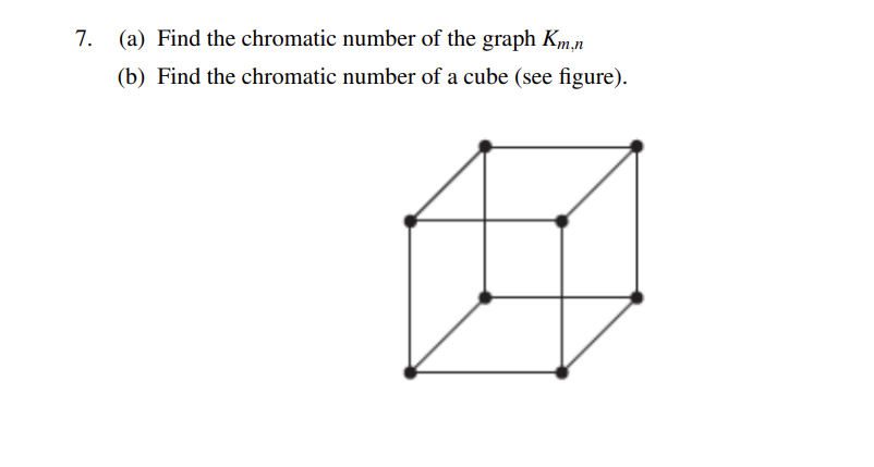 Solved 7. (a) Find the chromatic number of the graph Km,n | Chegg.com