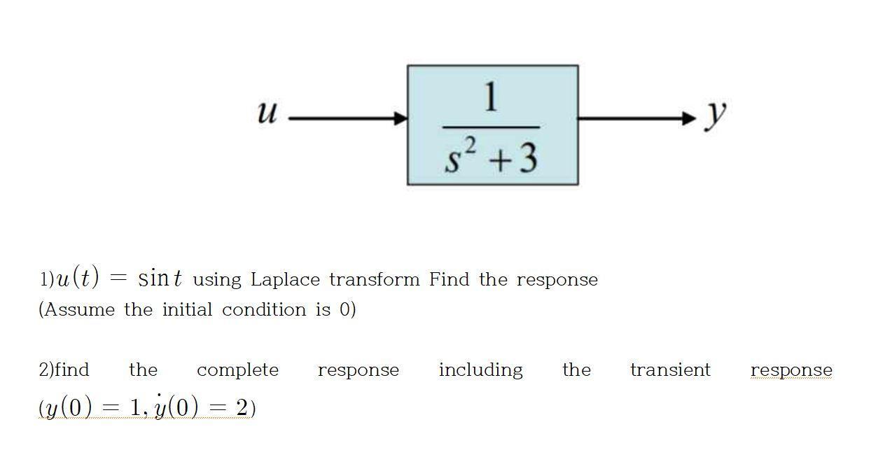 Solved и 1 1 s? +3 y - 1)u(t) = sint using Laplace transform | Chegg.com