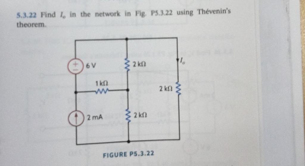 Solved 5.3.22 Find I0 in the network in Fig. P5.3.22 using | Chegg.com
