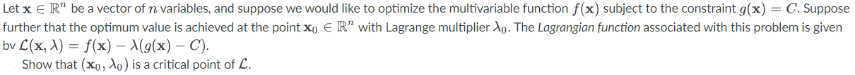 Solved Let x∈Rn be a vector of n variables, and suppose we | Chegg.com