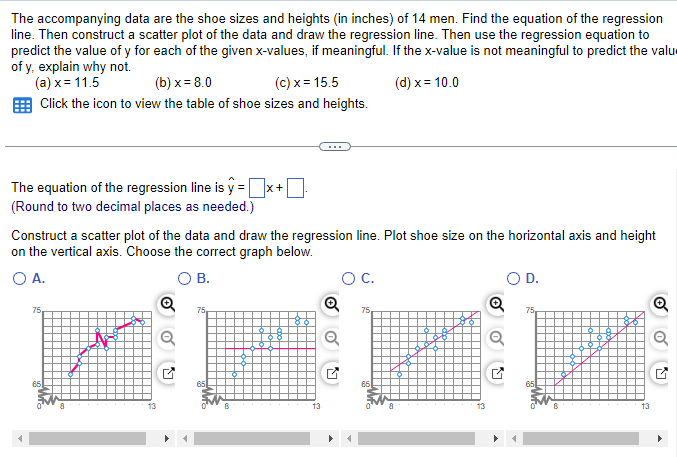 The accompanying data are the shoe sizes and heights | Chegg.com