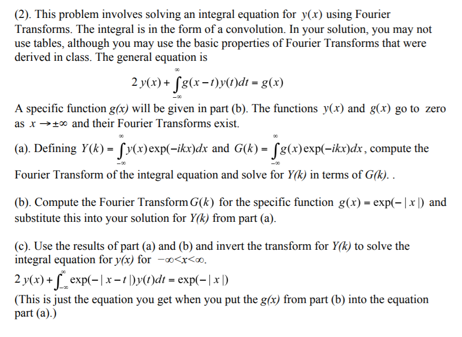 Solved (2). This problem involves solving an integral | Chegg.com