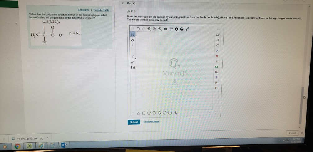 Solved Part C Constants Periodic Table pH 11.0 Valine has | Chegg.com