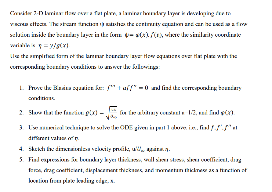 Solved Consider 2-D laminar flow over a flat plate, a | Chegg.com