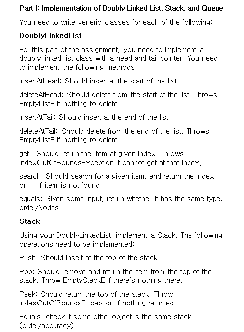 Solved Part I: Implementation of Doubly Linked List, Stack, | Chegg.com