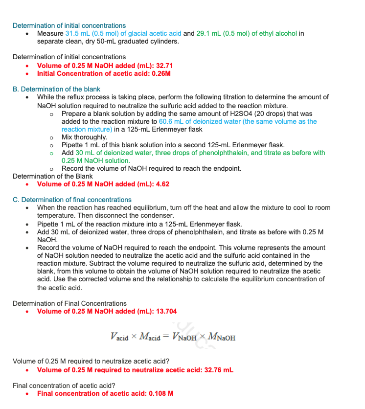 Solved Determination of initial concentrations Measure 31.5 | Chegg.com