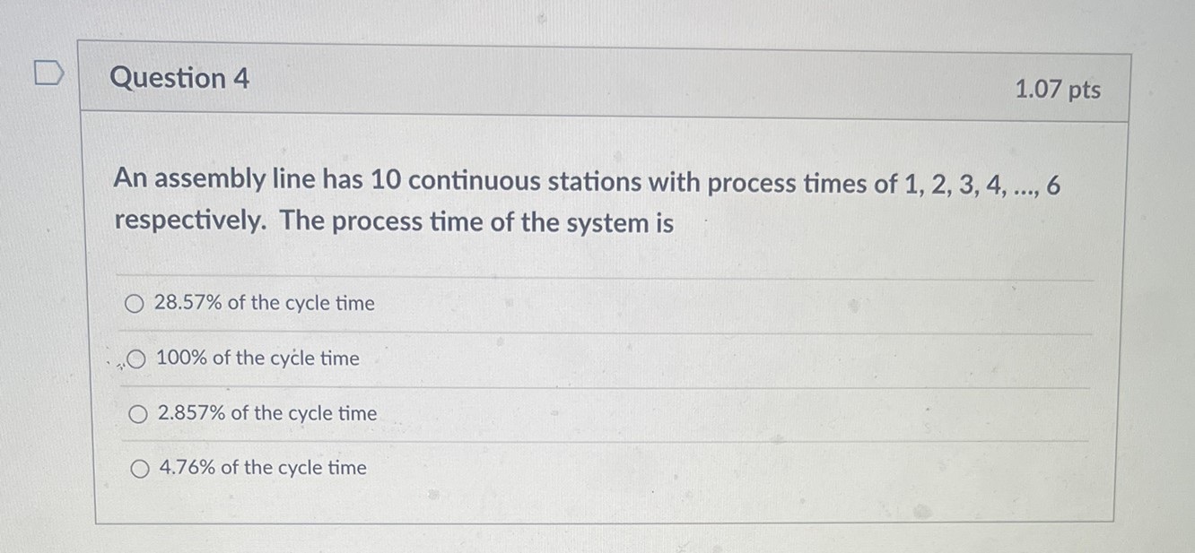 Solved An assembly line has 10 continuous stations with | Chegg.com