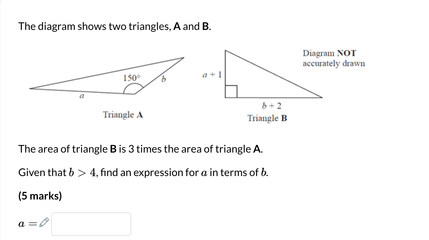 Solved The diagram shows two triangles, A and B. Diagram NOT | Chegg.com