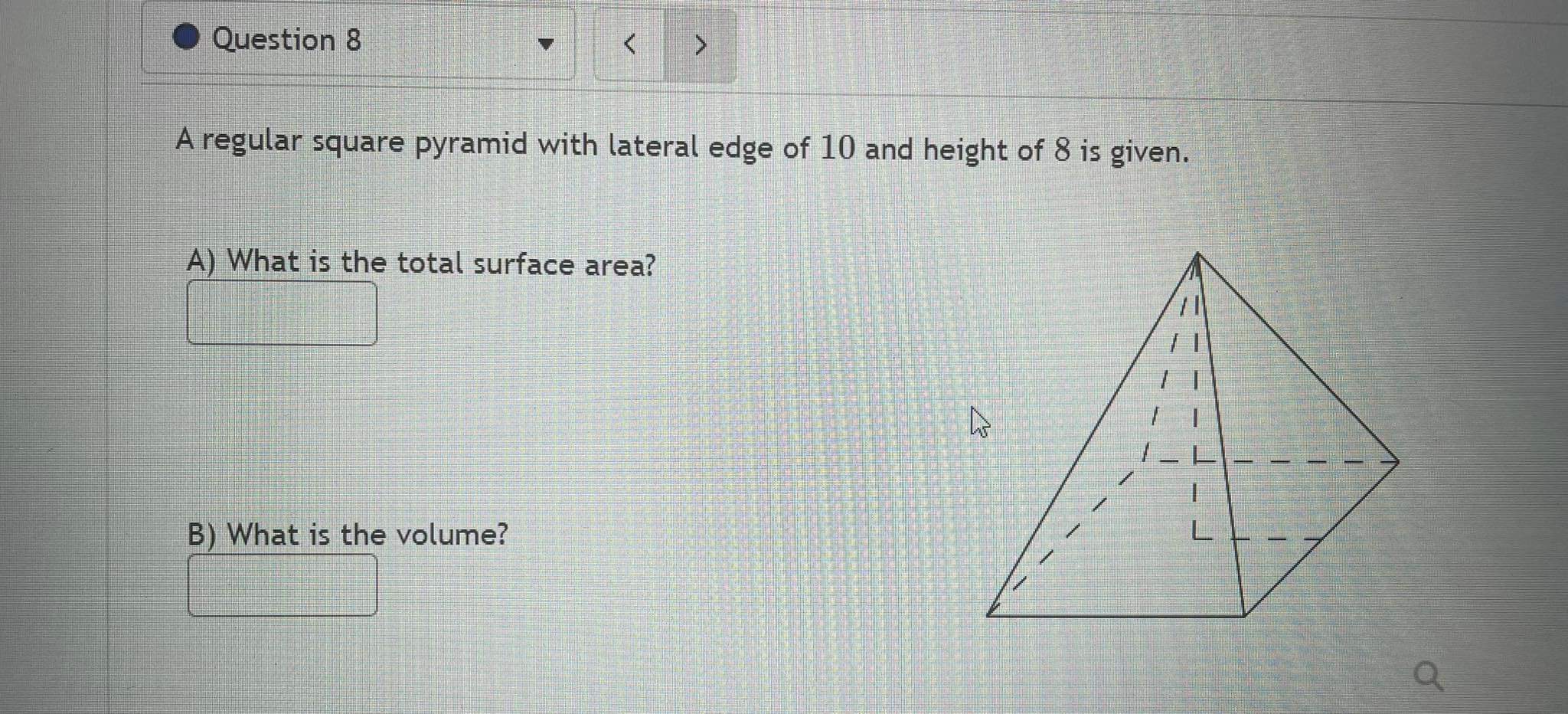 Solved A regular square pyramid with lateral edge of 10 and | Chegg.com