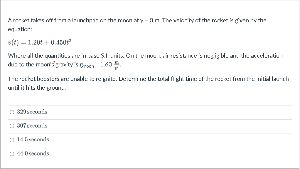 A rocket takes off from a launchpad on the moon at | Chegg.com