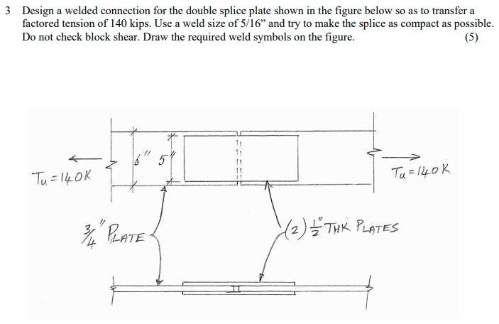 3 Design a welded connection for the double splice | Chegg.com