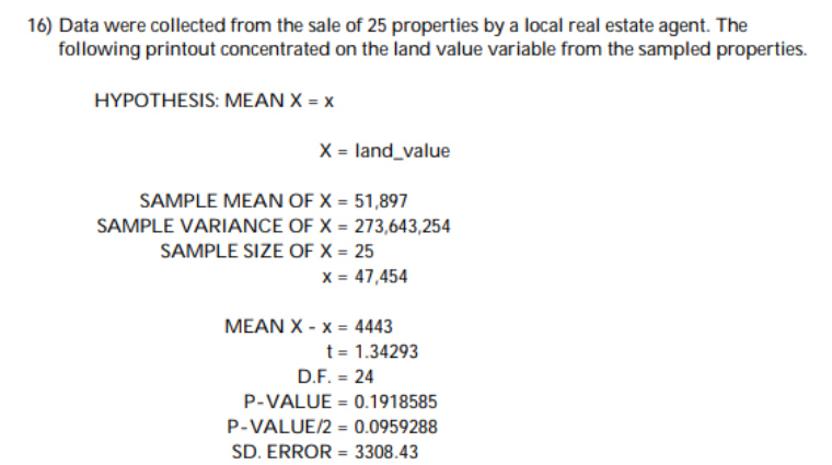 Solved 16) Data were collected from the sale of 25 | Chegg.com