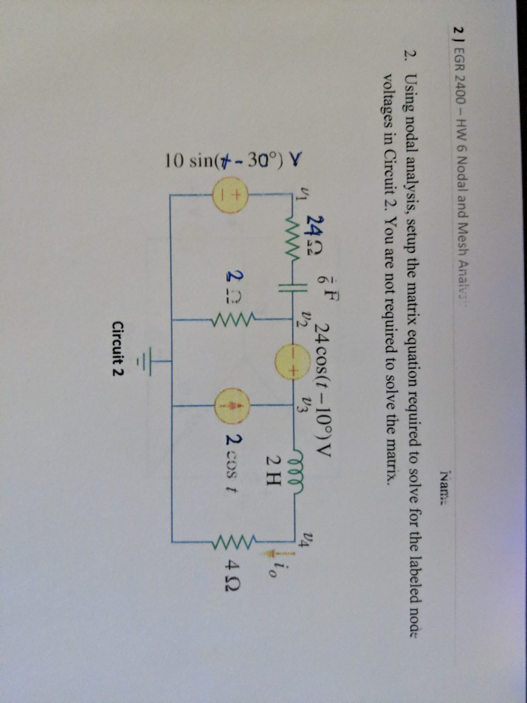 Solved 2 J EGR 2400- HW 6 Nodal and Mesh Analva Nar: 2. | Chegg.com