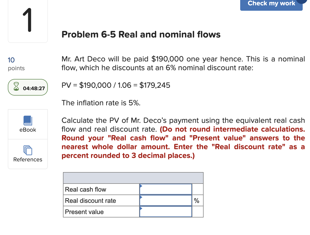 Solved Check my work 1 Problem 6-5 Real and nominal flows 10 | Chegg.com