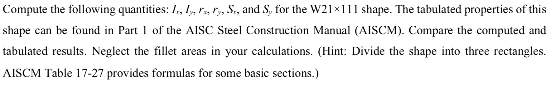Solved Compute the following quantities: Ix, Iy, lx, ry, Sx, | Chegg.com
