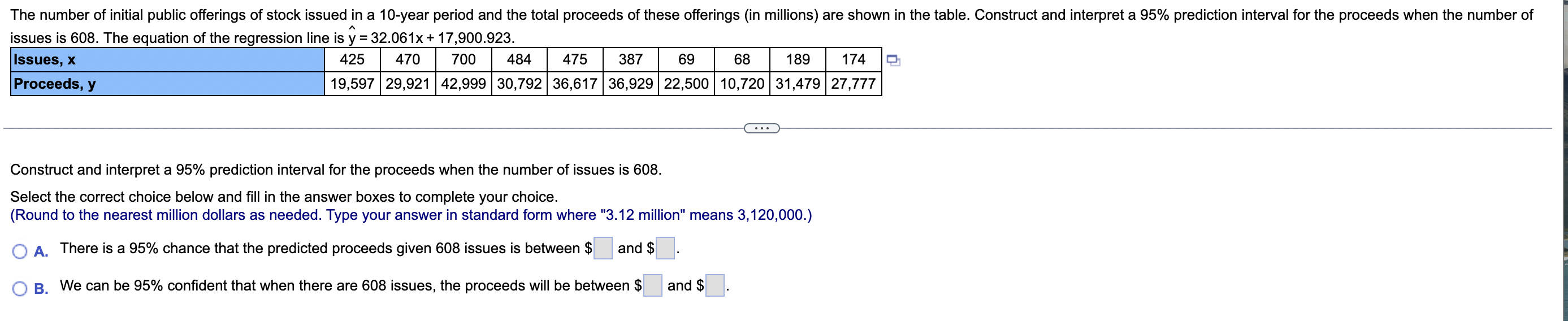 Solved Construct and interpret a 95% prediction interval for | Chegg.com