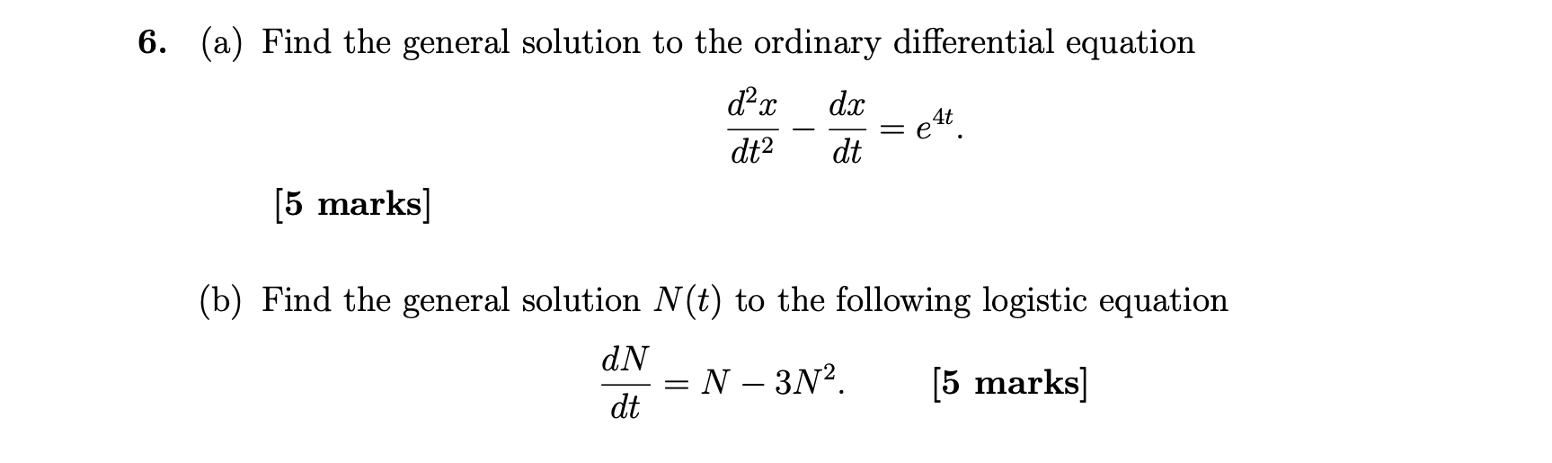 Solved 6. (a) Find the general solution to the ordinary | Chegg.com