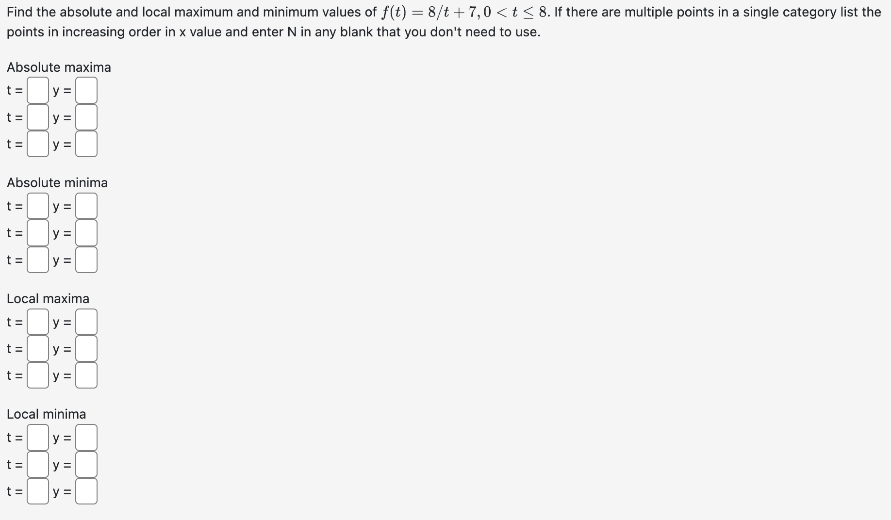 Solved Find the absolute and local maximum and minimum | Chegg.com