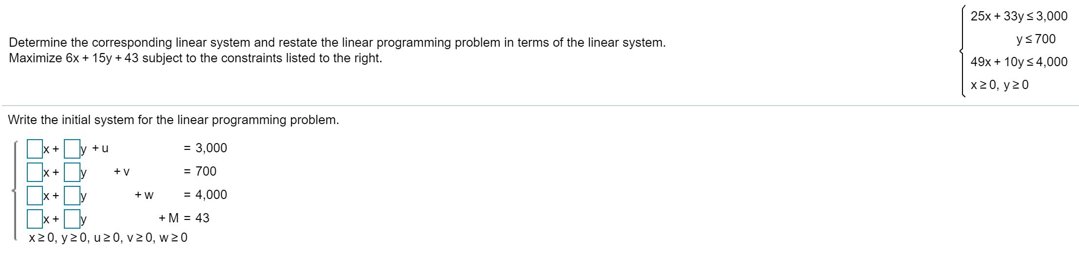 Solved Determine the corresponding linear system and restate | Chegg.com