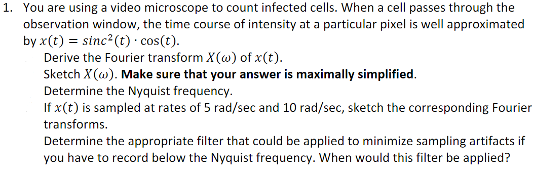 Solved = 1. You are using a video microscope to count | Chegg.com