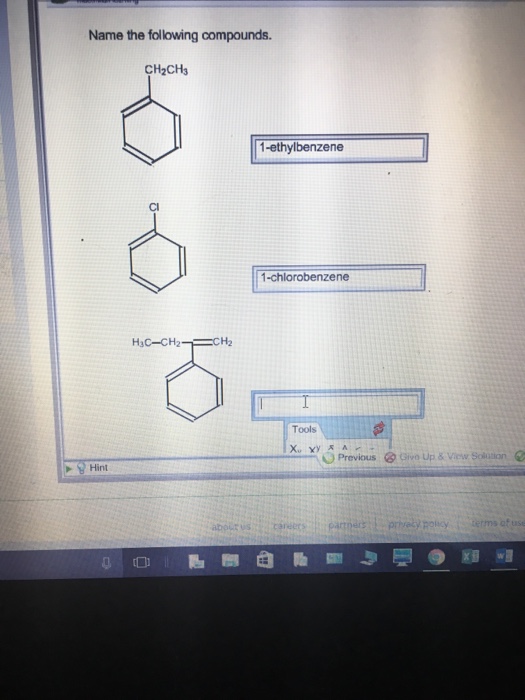 Solved Name the following compounds. CH2CH3 1-ethylbenzene | Chegg.com