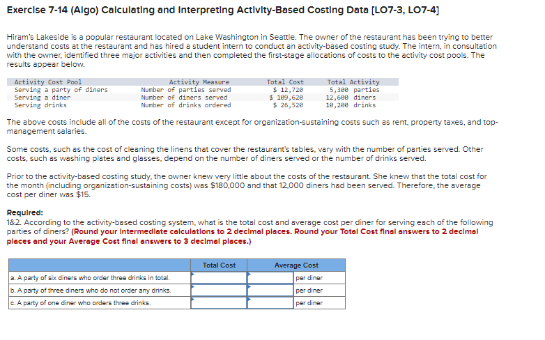 Solved Exerclse 7-14 (Algo) CalculatIng and Interpreting | Chegg.com