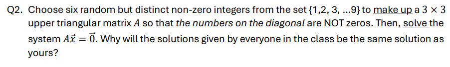 Solved Q2. ﻿Choose six random but distinct non-zero integers | Chegg.com