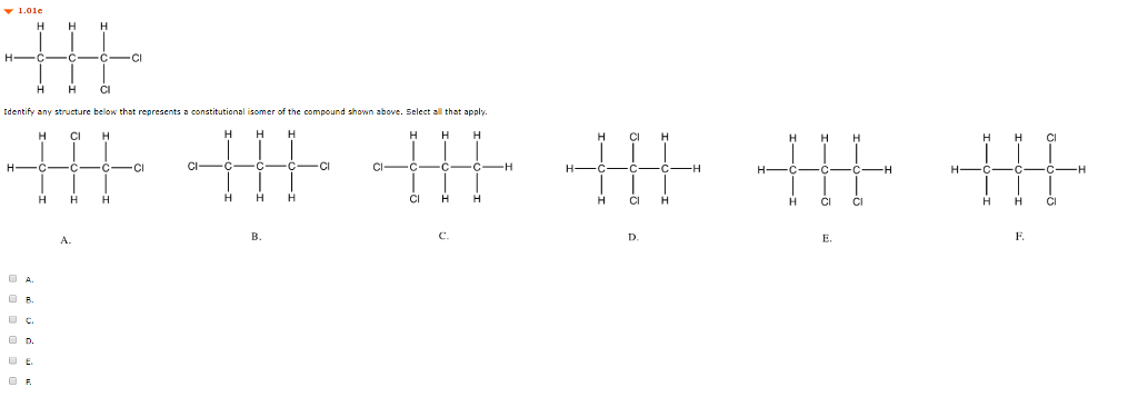 Solved 1.01e tdentify any structure below that represents | Chegg.com