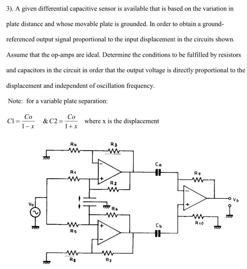 Solved 3). A given differential capacitive sensor is | Chegg.com