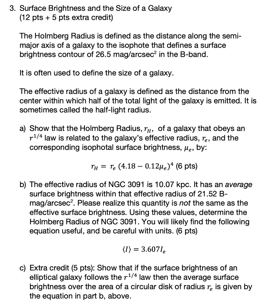 3. Surface Brightness and the Size of a Galaxy (12 | Chegg.com